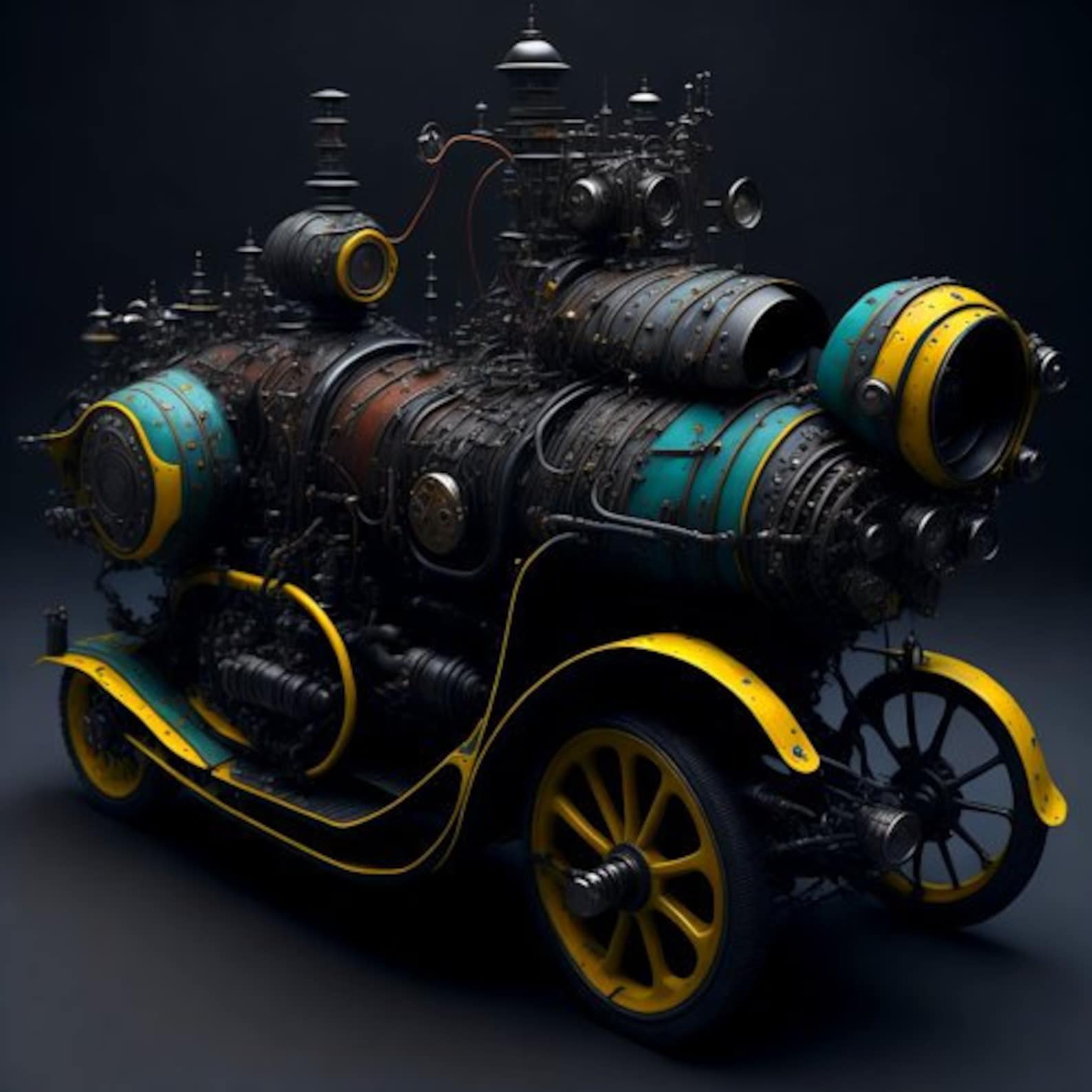 Steampunk Car Digital Art Download Wall Art Home Decor Printable Poster ...