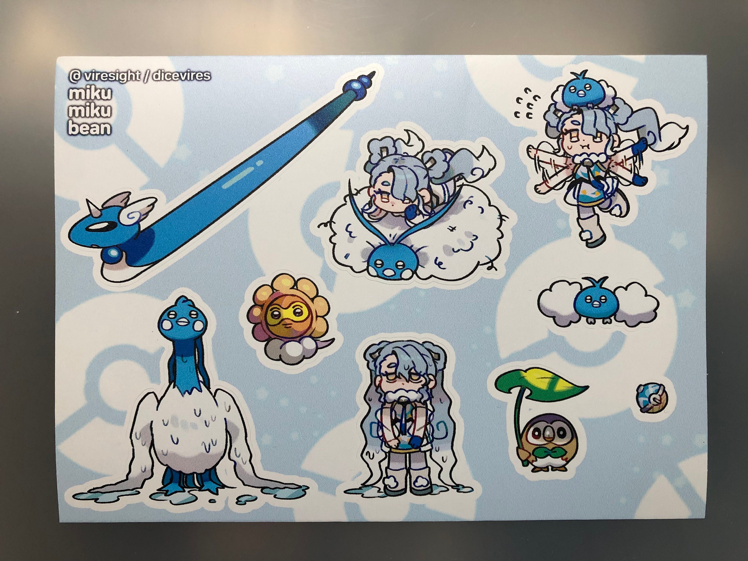 Pokemon Flying Miku Vinyl Sticker Sheet | Vocaloid Project Voltage - Etsy