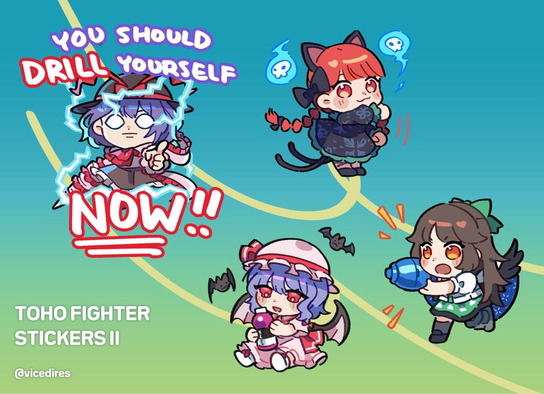 Touhou Vinyl Sticker Sheet | Reimu, Yukari, Aya, Remilia, Rin, Okuu ...