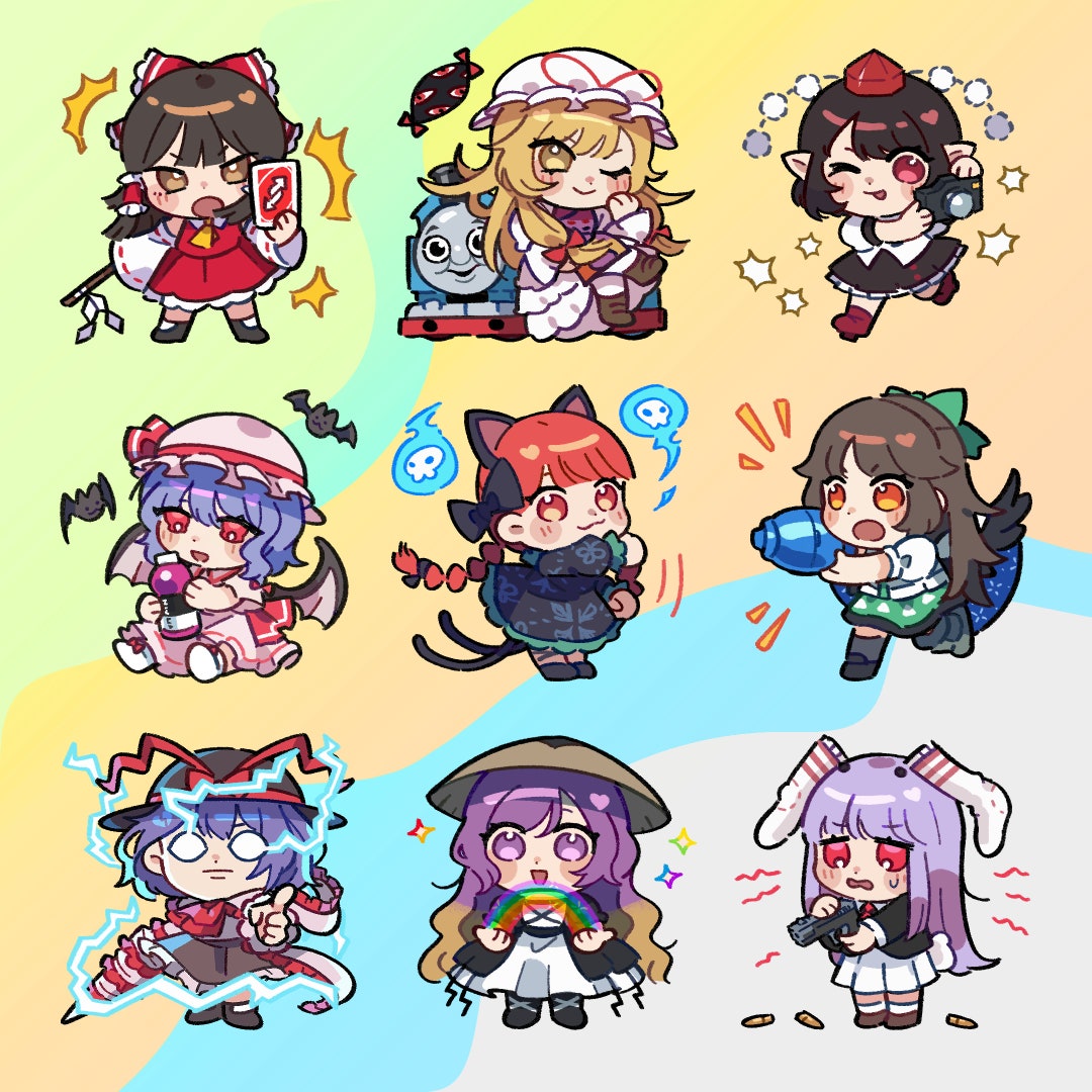 Touhou Vinyl Sticker Sheet | Reimu, Yukari, Aya, Remilia, Rin, Okuu ...