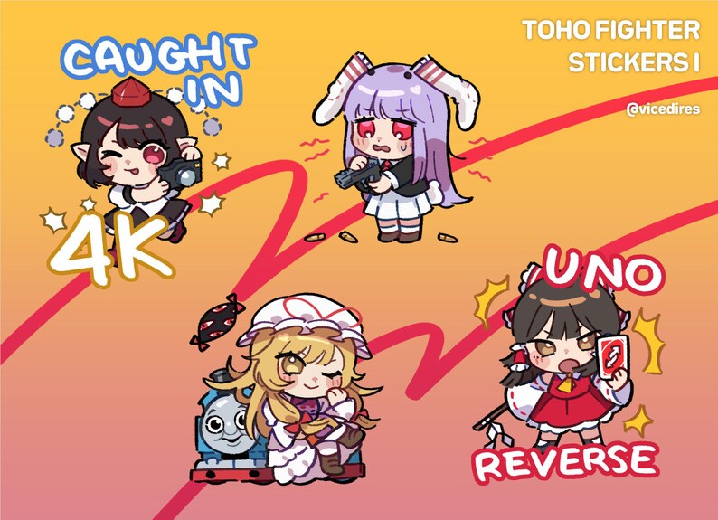 Touhou Vinyl Sticker Sheet | Reimu, Yukari, Aya, Remilia, Rin, Okuu ...