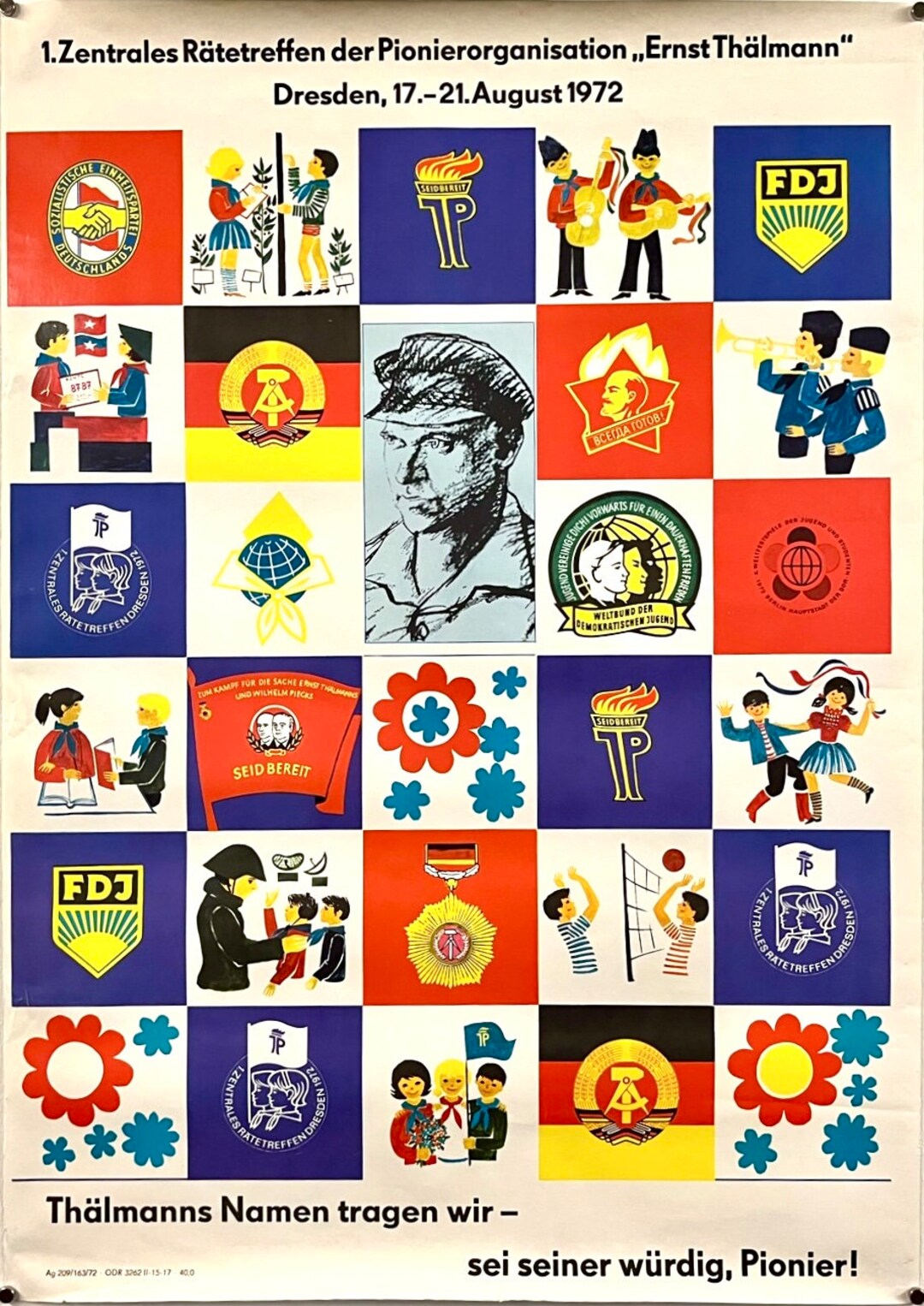 Vintage Graphic Design Poster DDR/GDR Children Meeting of the Pioneers ...