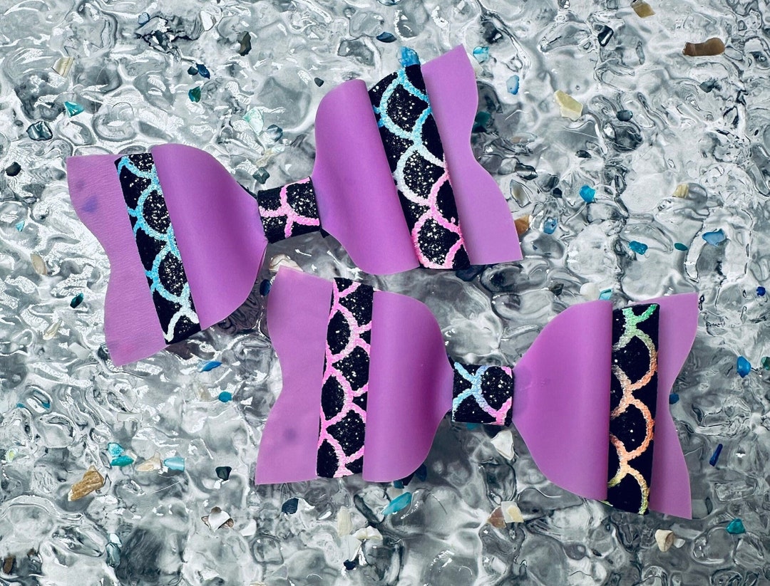 Mermaid Inspired Purple and Blue Jelly Hair Bows, Mermaid Birthday ...