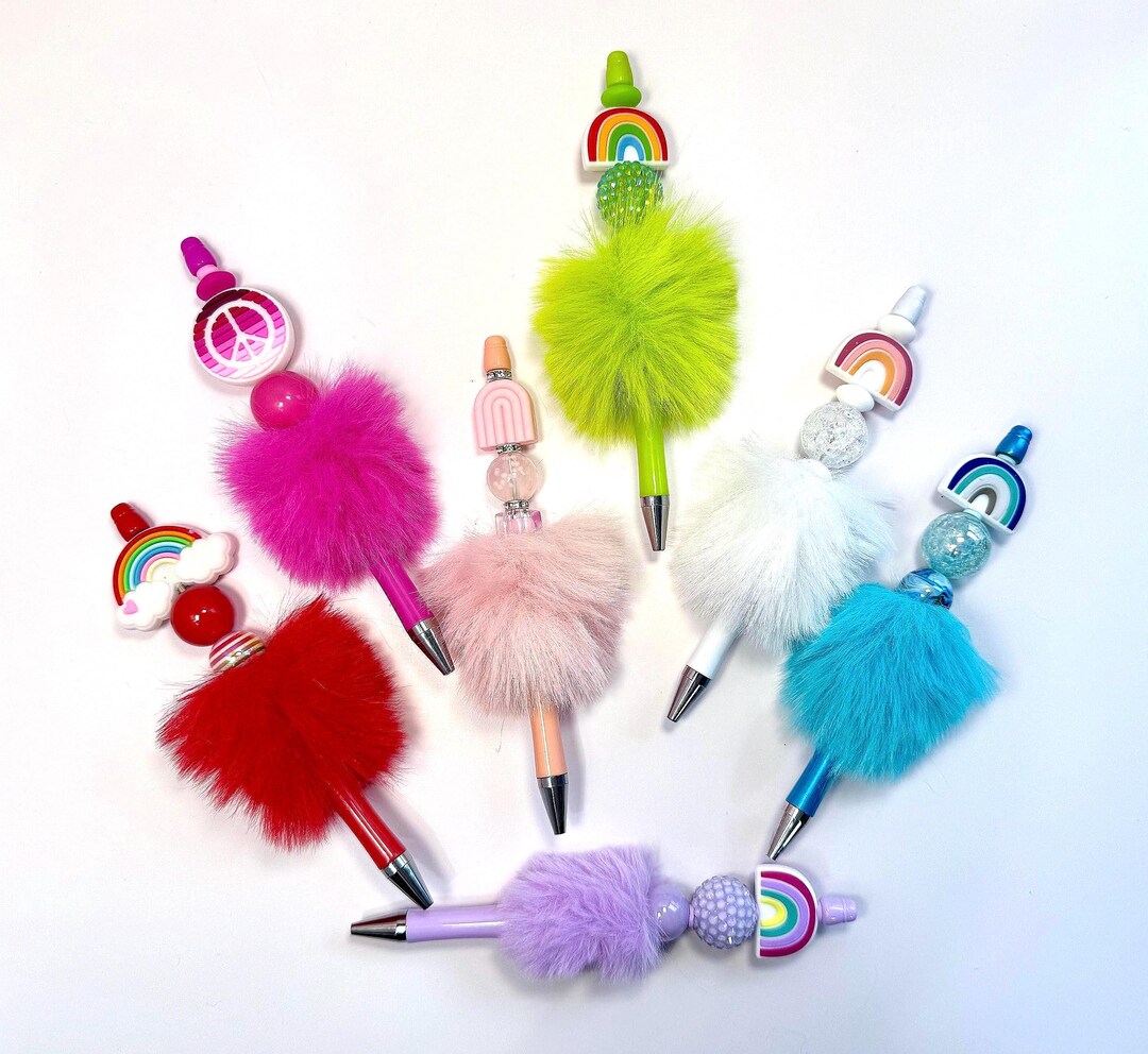 Colorful Beaded Faux Fur Pen: Luxury Pen for Bible Study or Journaling ...