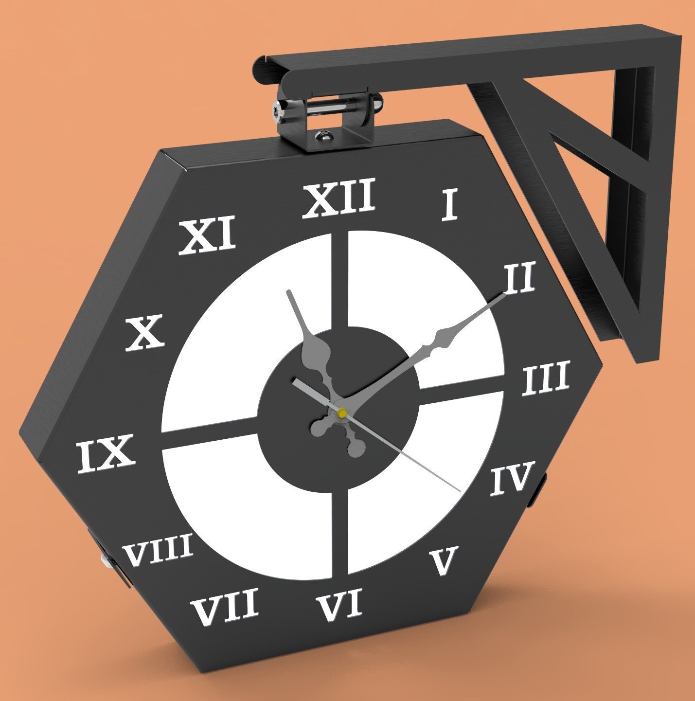 Hexagon Double Sided Industrial Wall Clock - DIY Plans (pdf, Svg, Dxf ...