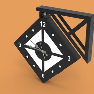 Diamond Shape Double Sided Industrial Wall Clock - Printable PDF, DXF ...