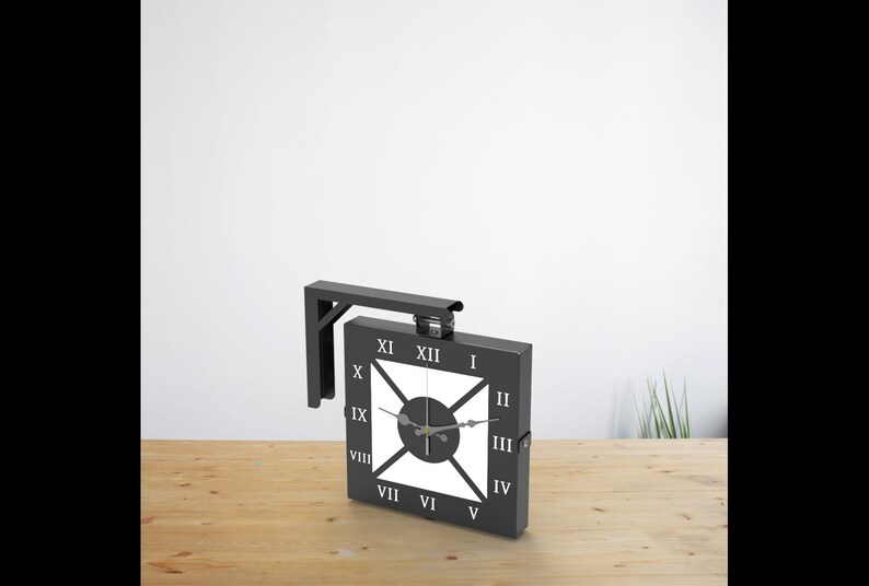 Square Double Sided Industrial Wall Clock - Printable PDF, DXF, SVG ...