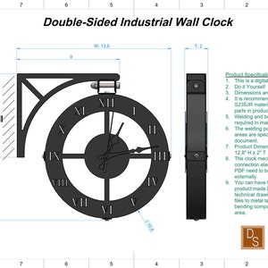 Circular Double Sided Industrial Wall Clock - Printable PDF, DXF, SVG ...