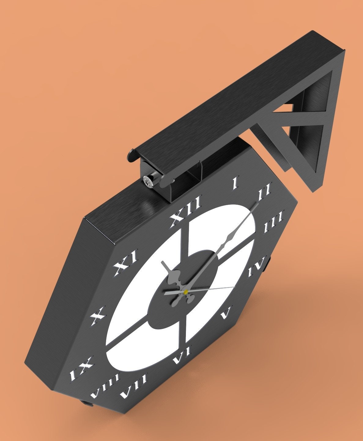 Hexagon Double Sided Industrial Wall Clock - Printable PDF, DXF, SVG ...