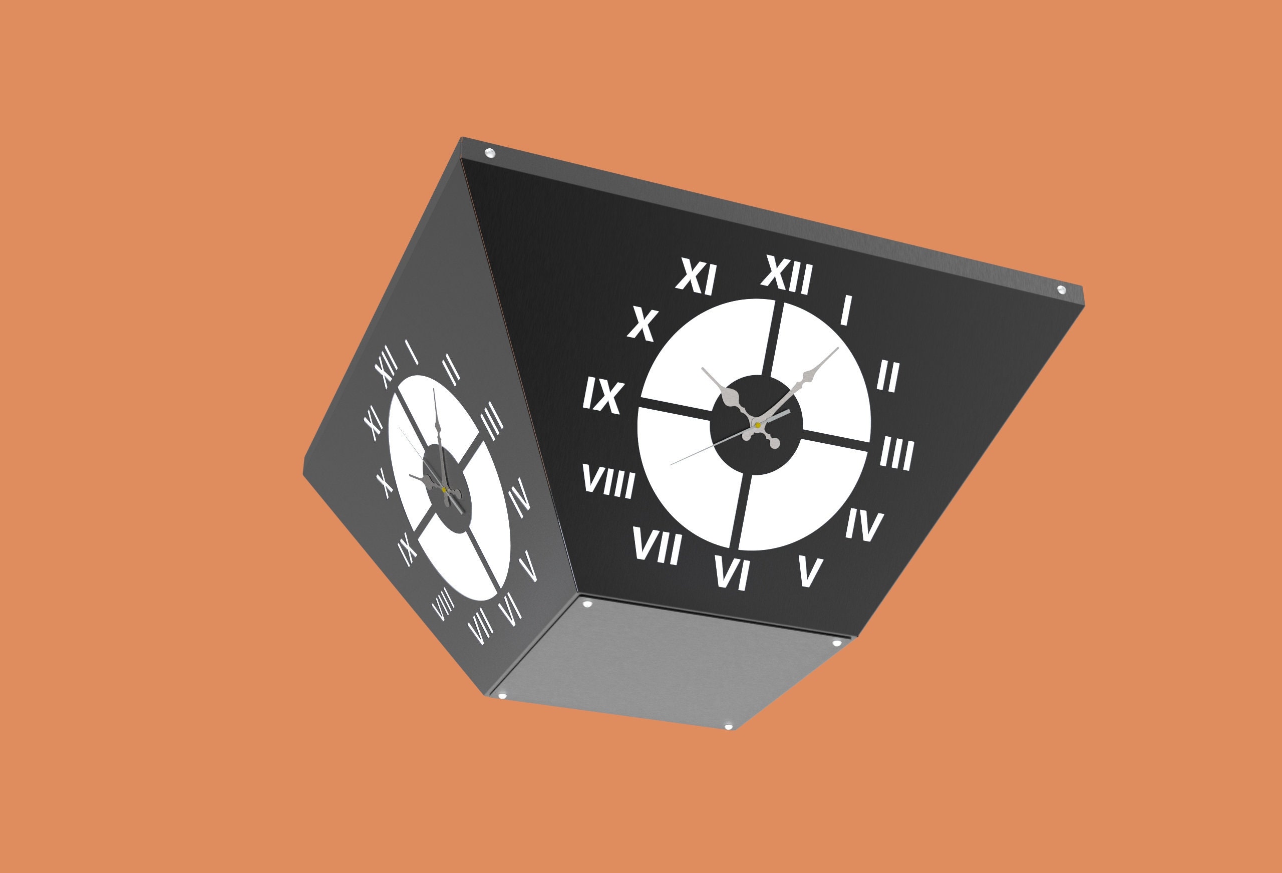Pyramid 4-sided Industrial Wall Clock - Printable PDF, DXF, SVG, Step ...
