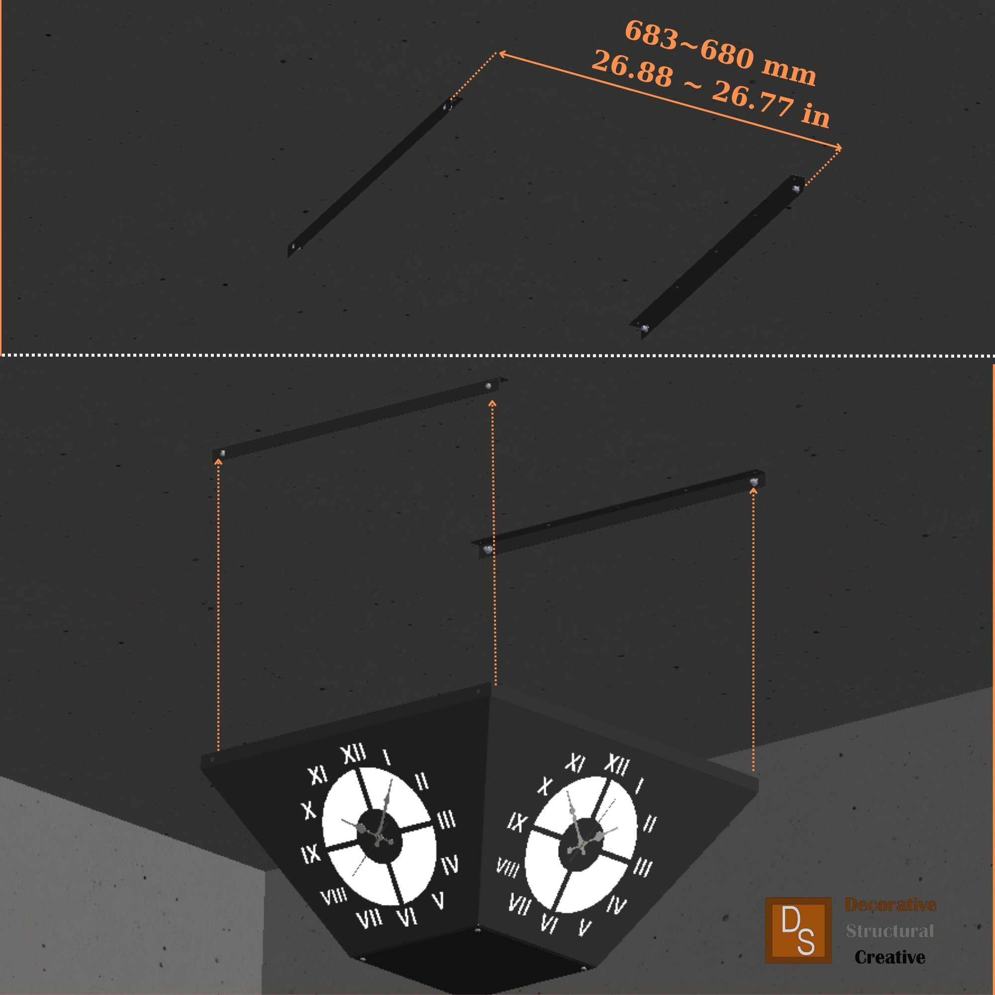 Pyramid 4-sided Industrial Wall Clock Printable PDF, DXF, SVG, Step Diy ...