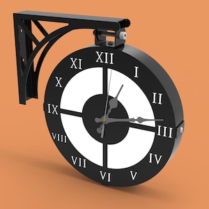 Circular Double Sided Industrial Wall Clock - Printable PDF, DXF, SVG ...