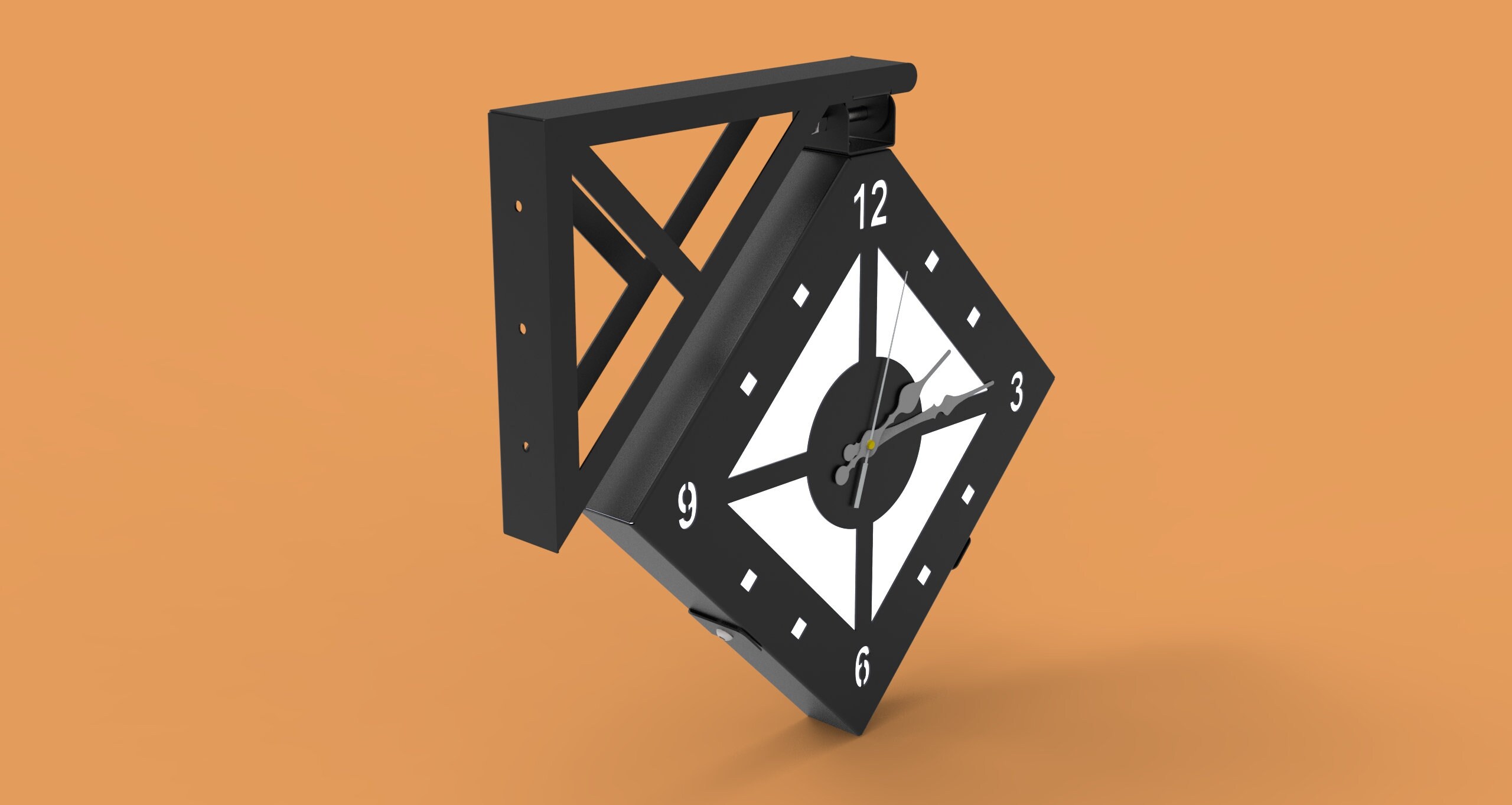 Diamond Shape Double Sided Industrial Wall Clock - Printable PDF, DXF ...