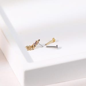 14K Solid Gold Dangle Alexandrite Hidden Helix Push Back Stud, Drop ...