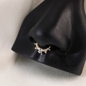 14K Solid Gold Labradorite Pavilion Shape Hoop Earring, Cartilage Hoop ...