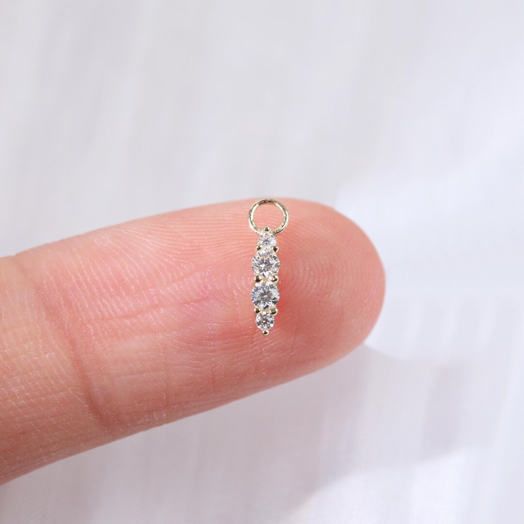 Solid 14K Gold Moissanite Charm Piercing: Diamond Look Helix Rook ...