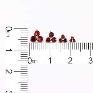 14K Solid Gold Garnet Triangle Cluster Petal Stud Earring Gemstone ...