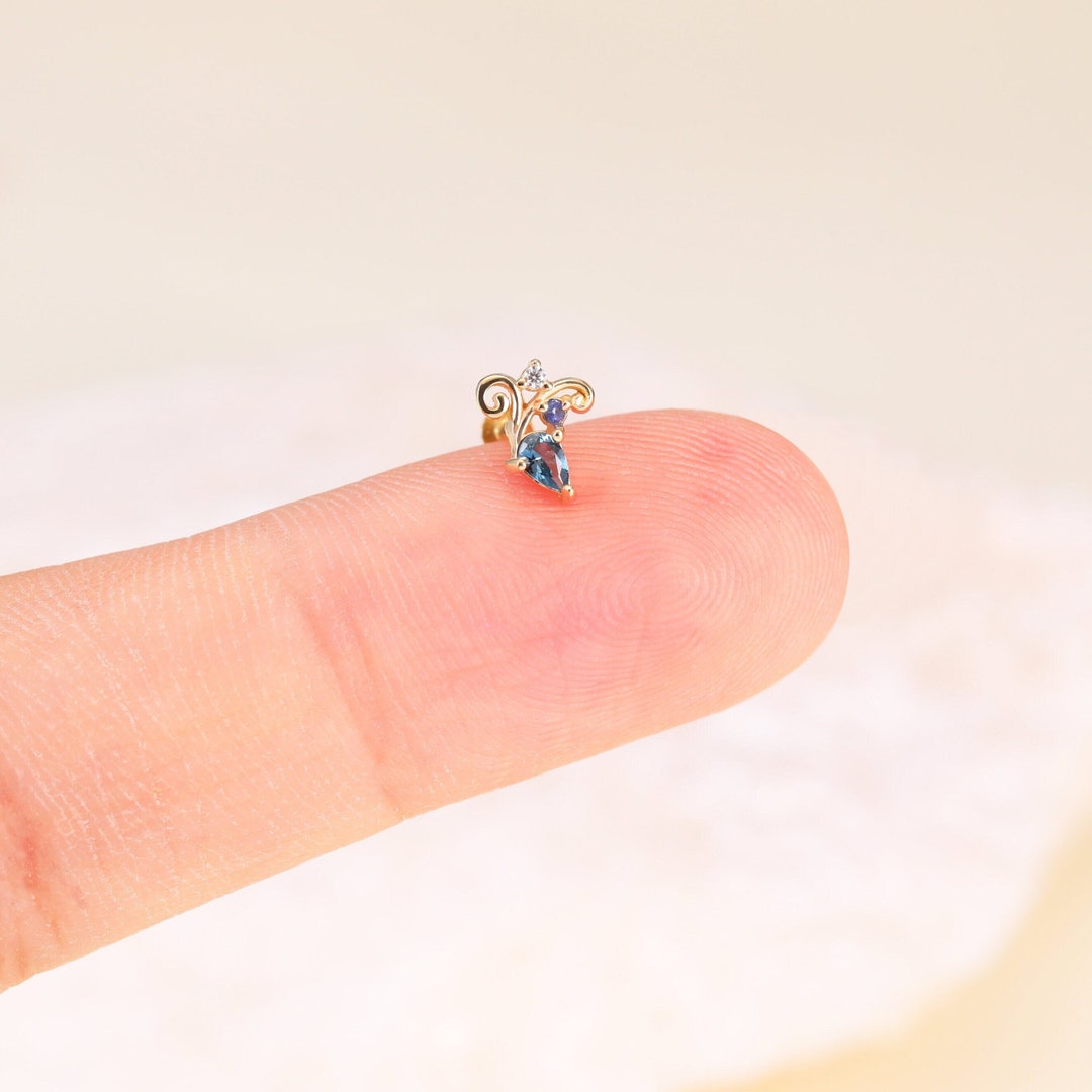 14K Solid Gold London Blue Topaz Blue Sapphire With Moissanite Vine ...