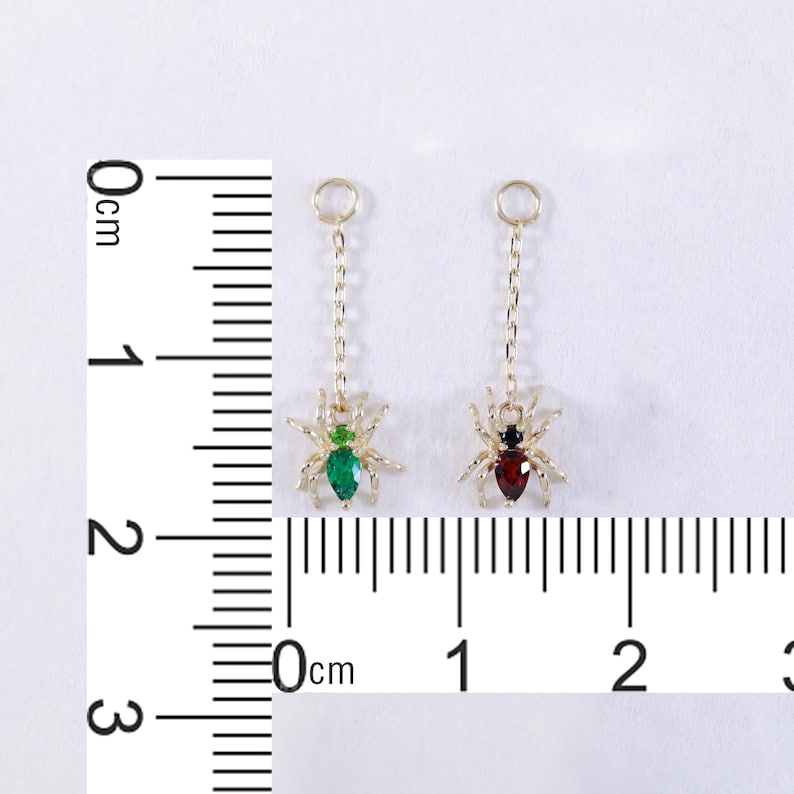 14K Solid Gold Dangle Spider Tsavorite With Diopside, Garnet With Black ...