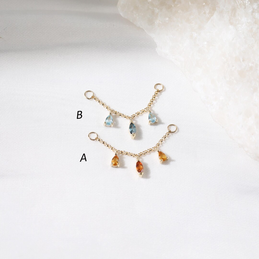 14K Solid Gold London Blue Topaz With Swiss Blue Topaz Chain, Fanta ...