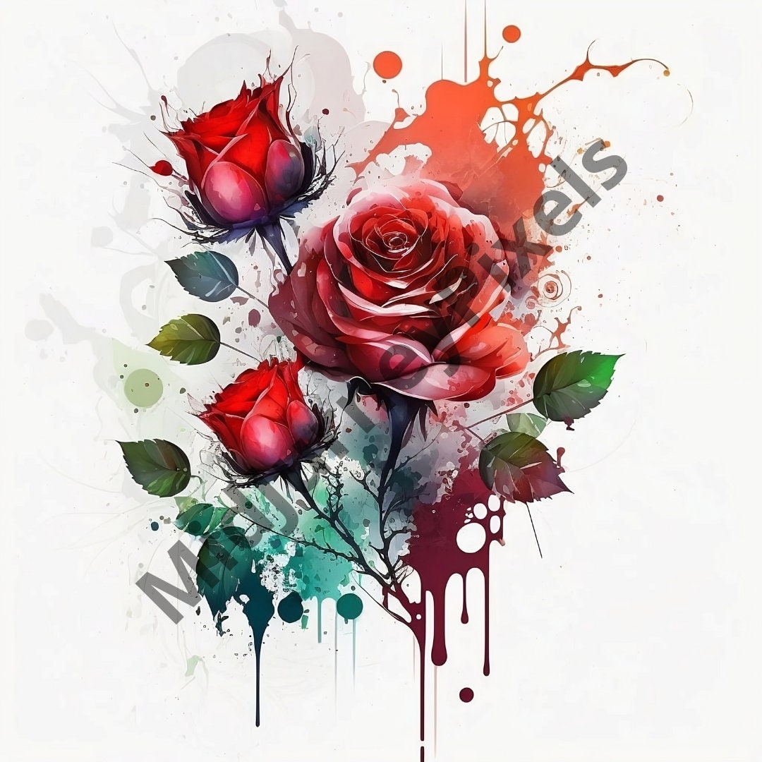 Watercolor Roses Clipart no Background 10 High Quality - Etsy