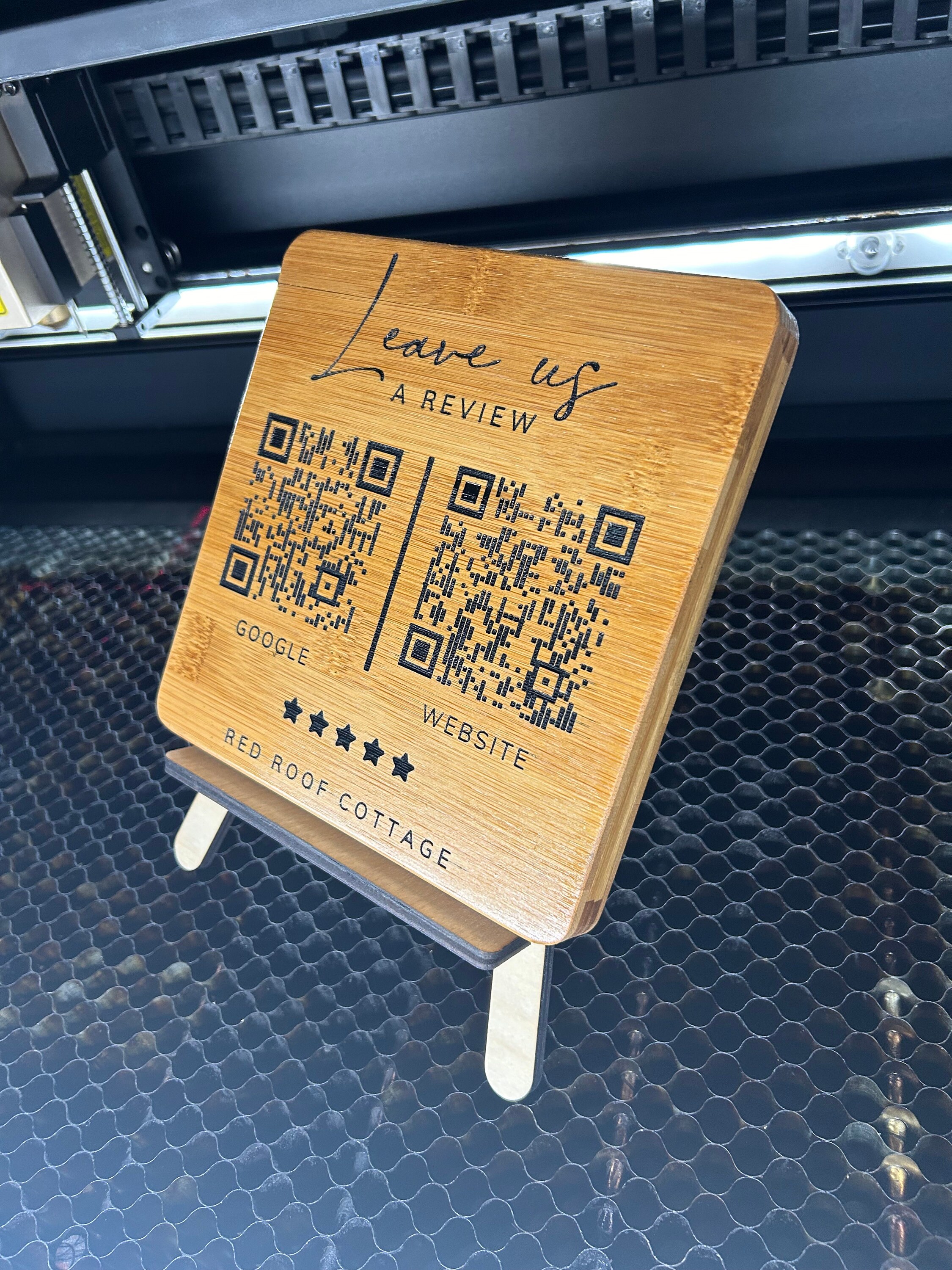 Wooden Engraved QR Code: Leave Us A Review - Etsy