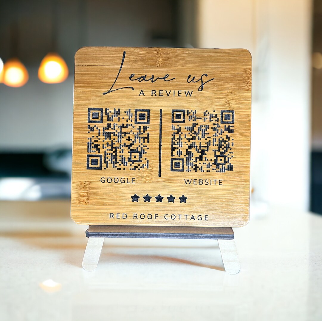 Wooden Engraved QR Code: Leave Us A Review - Etsy
