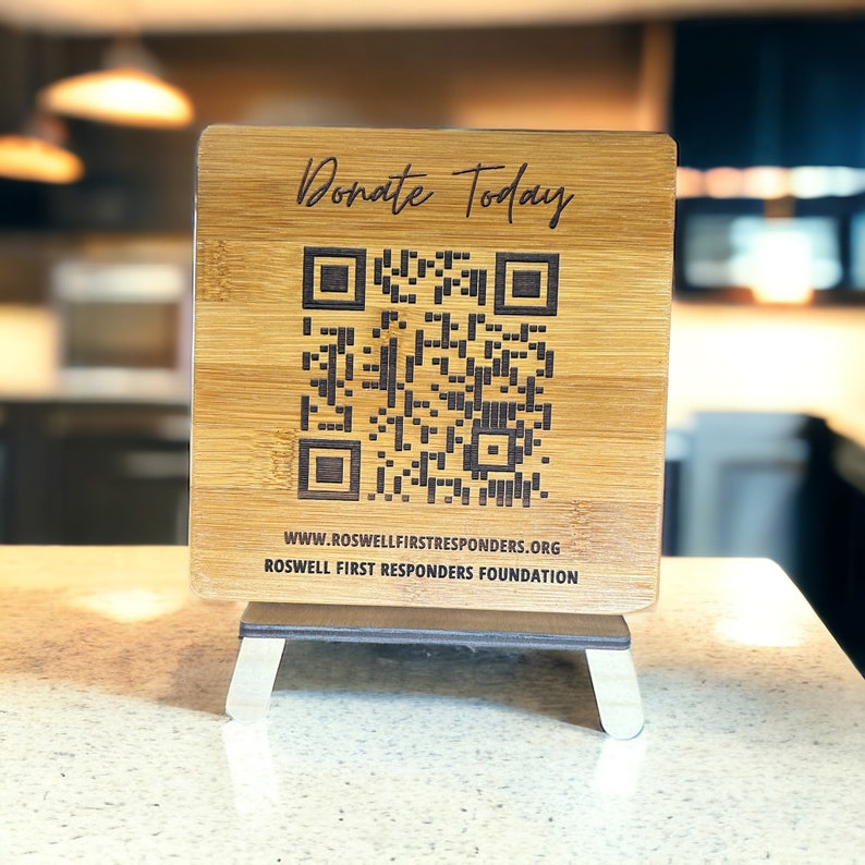 Wooden Engraved QR Code: Donate Today - Etsy