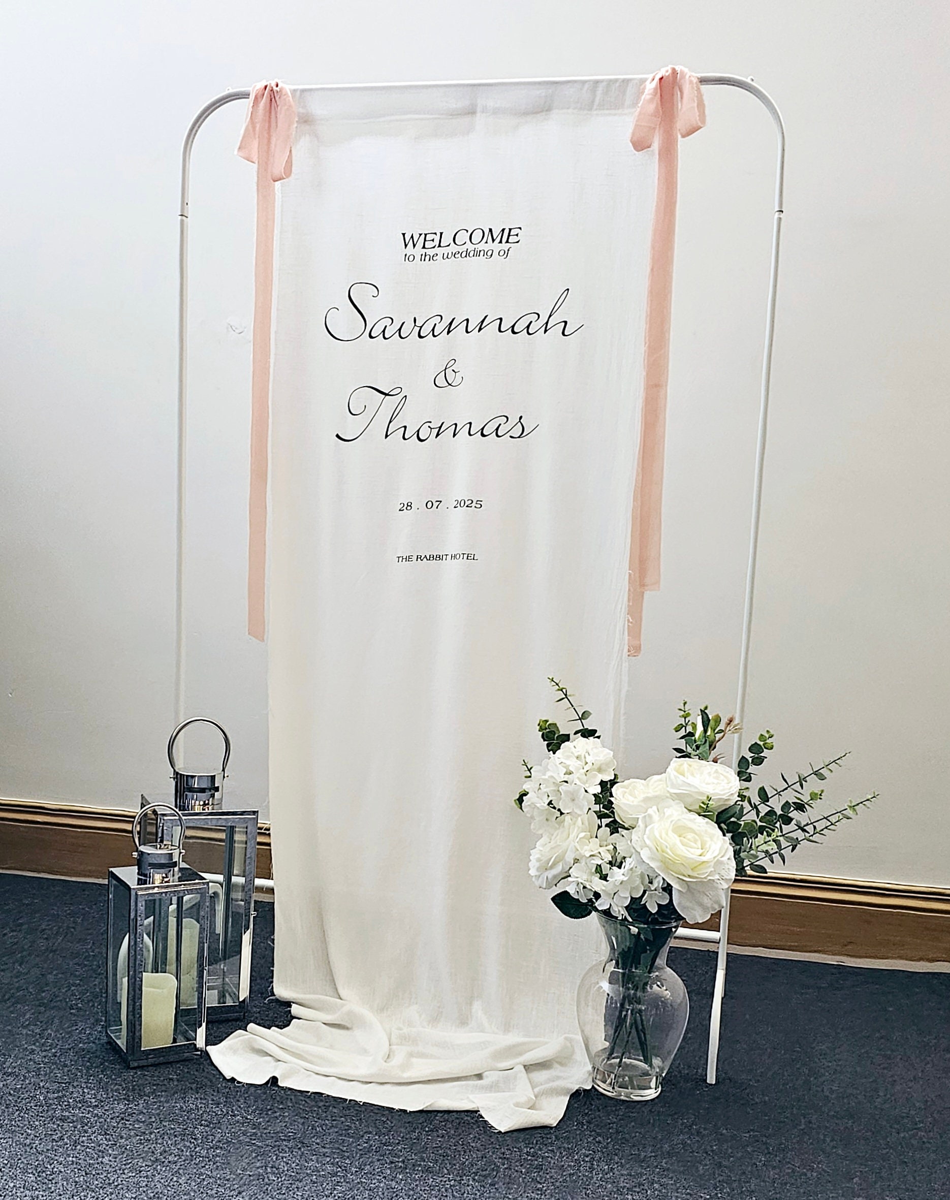 Linen Fabric Wedding Welcome Sign Linen Welcome Sign Wedding Fabric ...