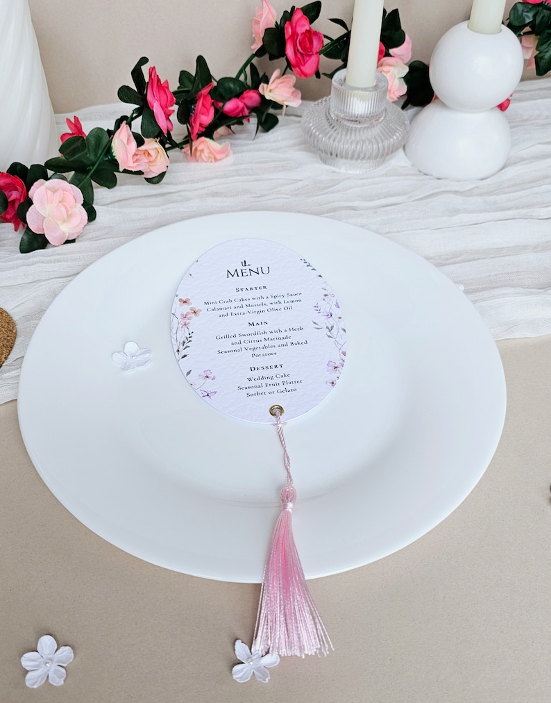 Flower Wedding Menu Oval Wedding Menu Wedding Stationary Idea Wedding ...