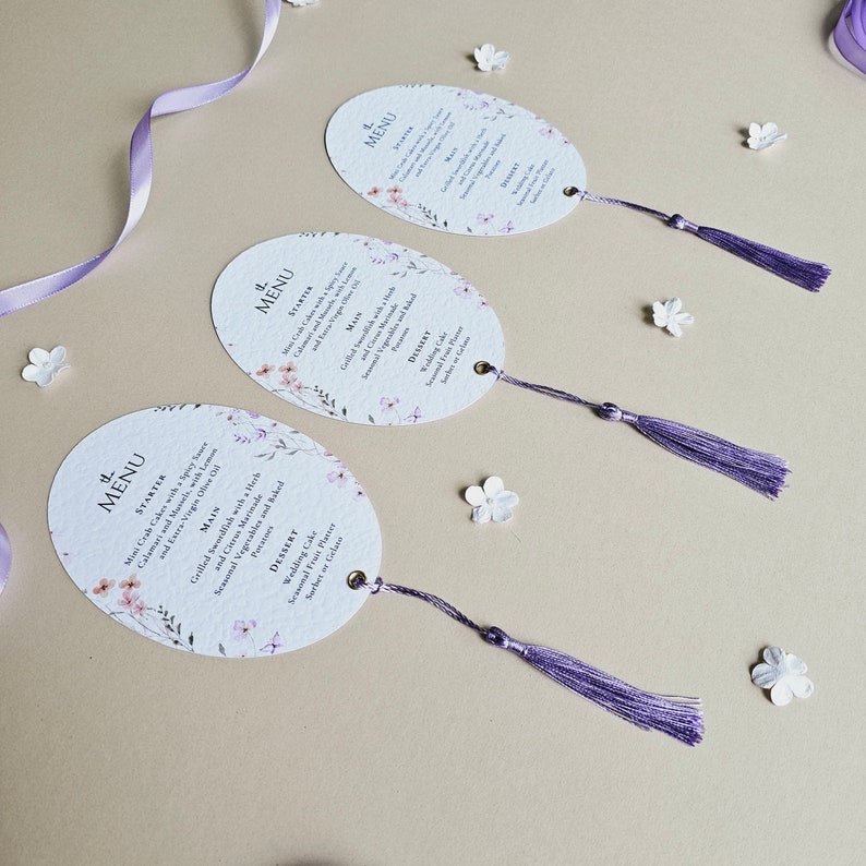 Flower Wedding Menu Oval Wedding Menu Wedding Stationary Idea Wedding ...