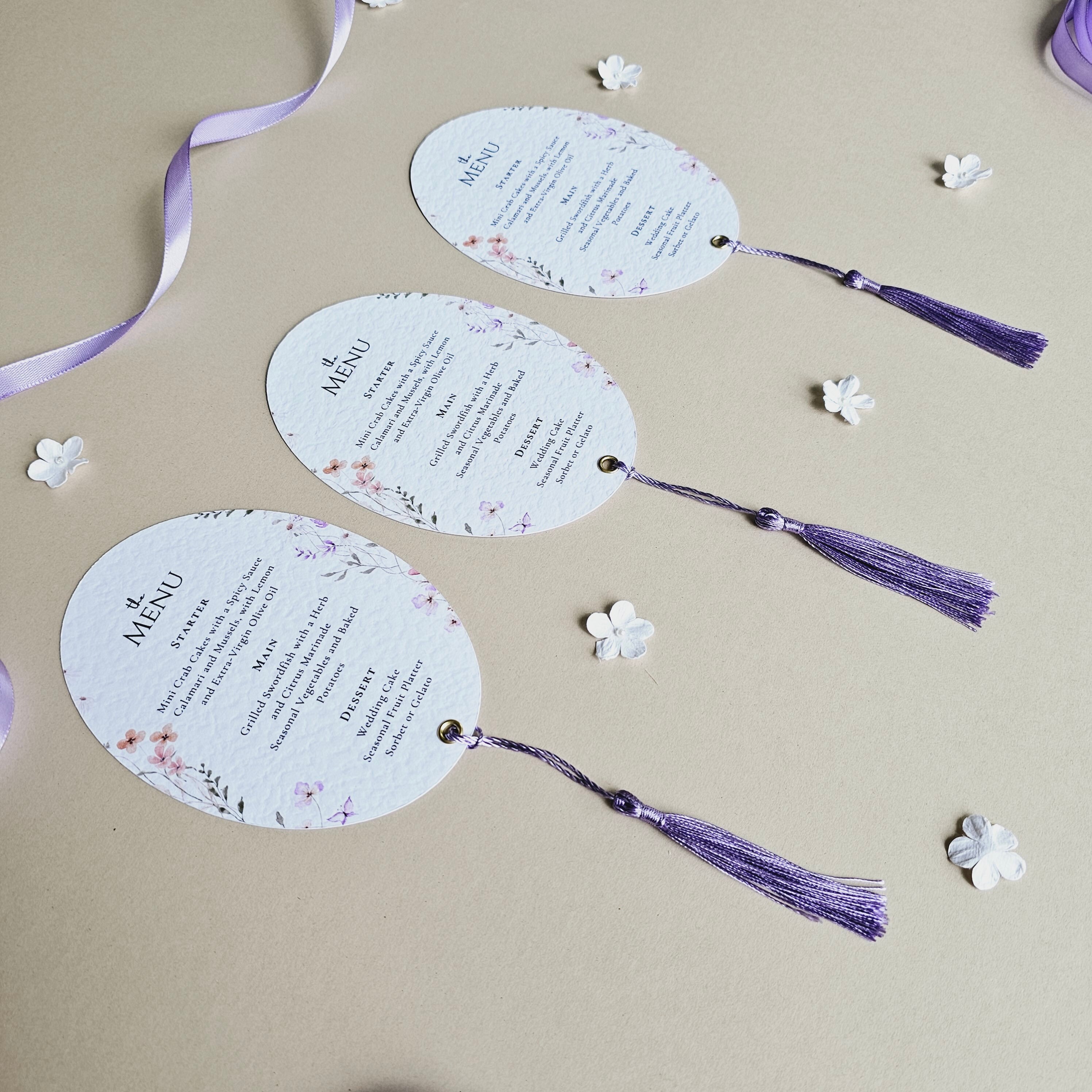 Flower Wedding Menu Oval Wedding Menu Wedding Stationary Idea Wedding ...