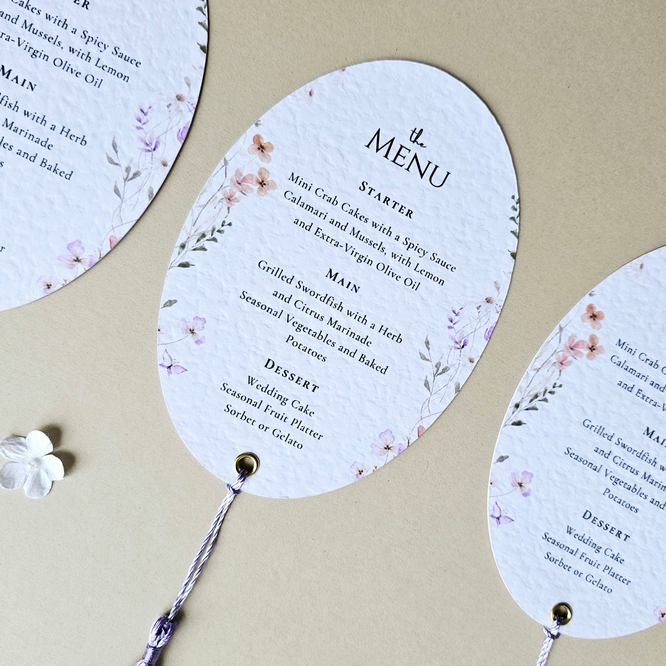 Flower Wedding Menu Oval Wedding Menu Wedding Stationary Idea Wedding ...