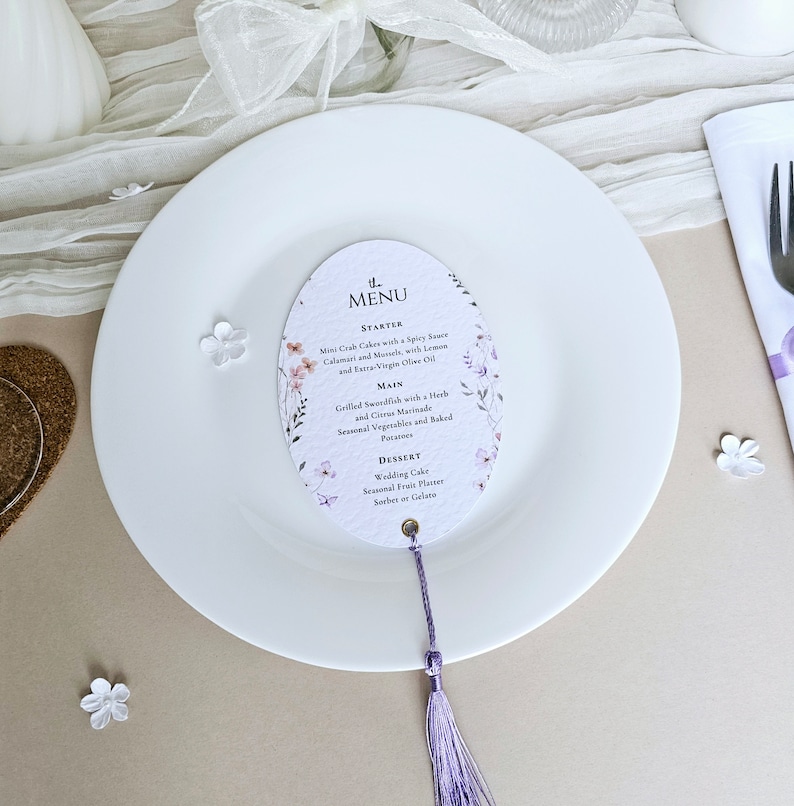 Flower Wedding Menu Oval Wedding Menu Wedding Stationary Idea Wedding ...