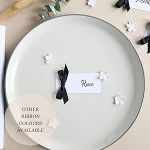Black and White Wedding Decor Bow Name Place Cards for Wedding Name ...