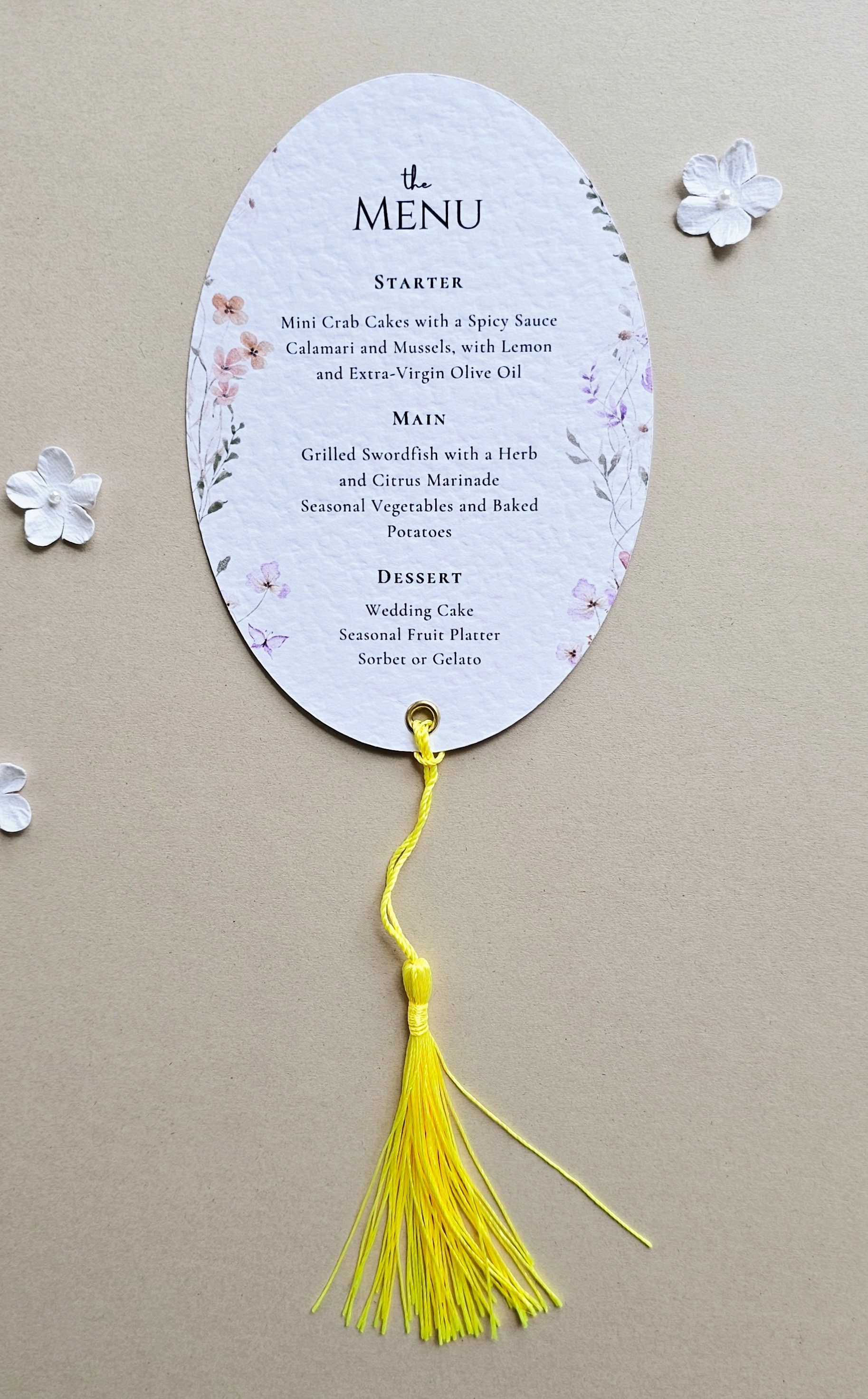 Flower Wedding Menu Oval Wedding Menu Wedding Stationary Idea Wedding ...