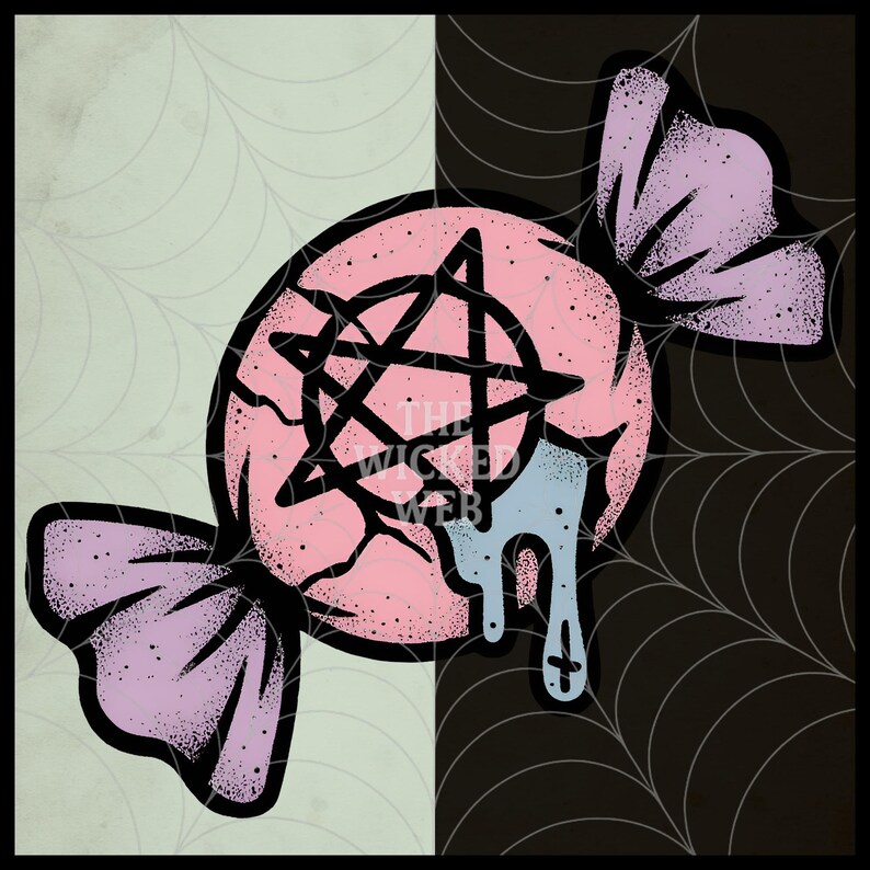 Pastel Goth Candy Clipart Bundle – 17 Cursed Halloween Pngs With ...