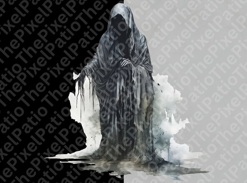 Scary Faceless Ghost Clipart, 20 Gothic Horror Halloween Watercolor ...
