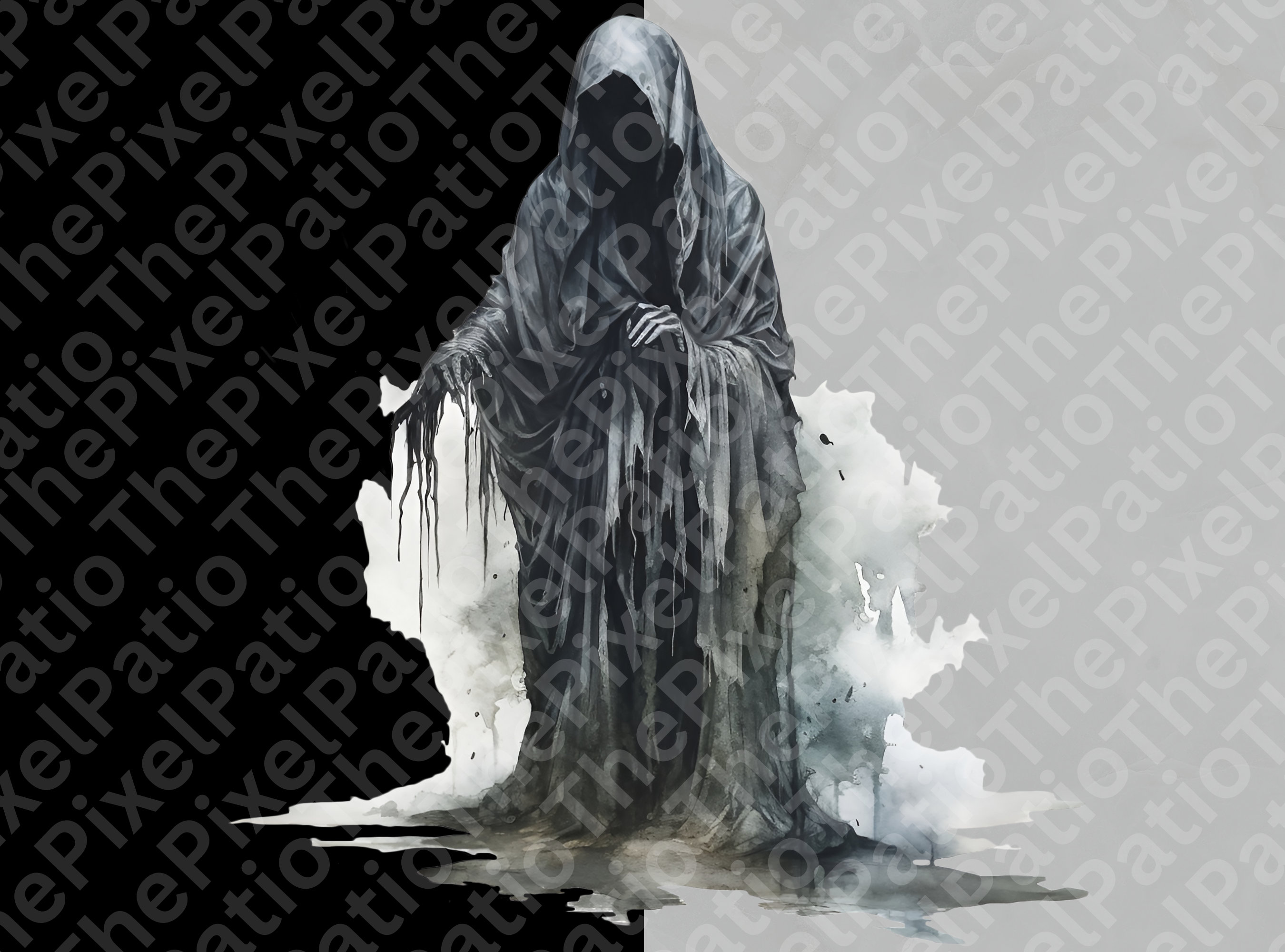 Scary Faceless Ghost Clipart, 20 Gothic Horror Halloween Watercolor ...