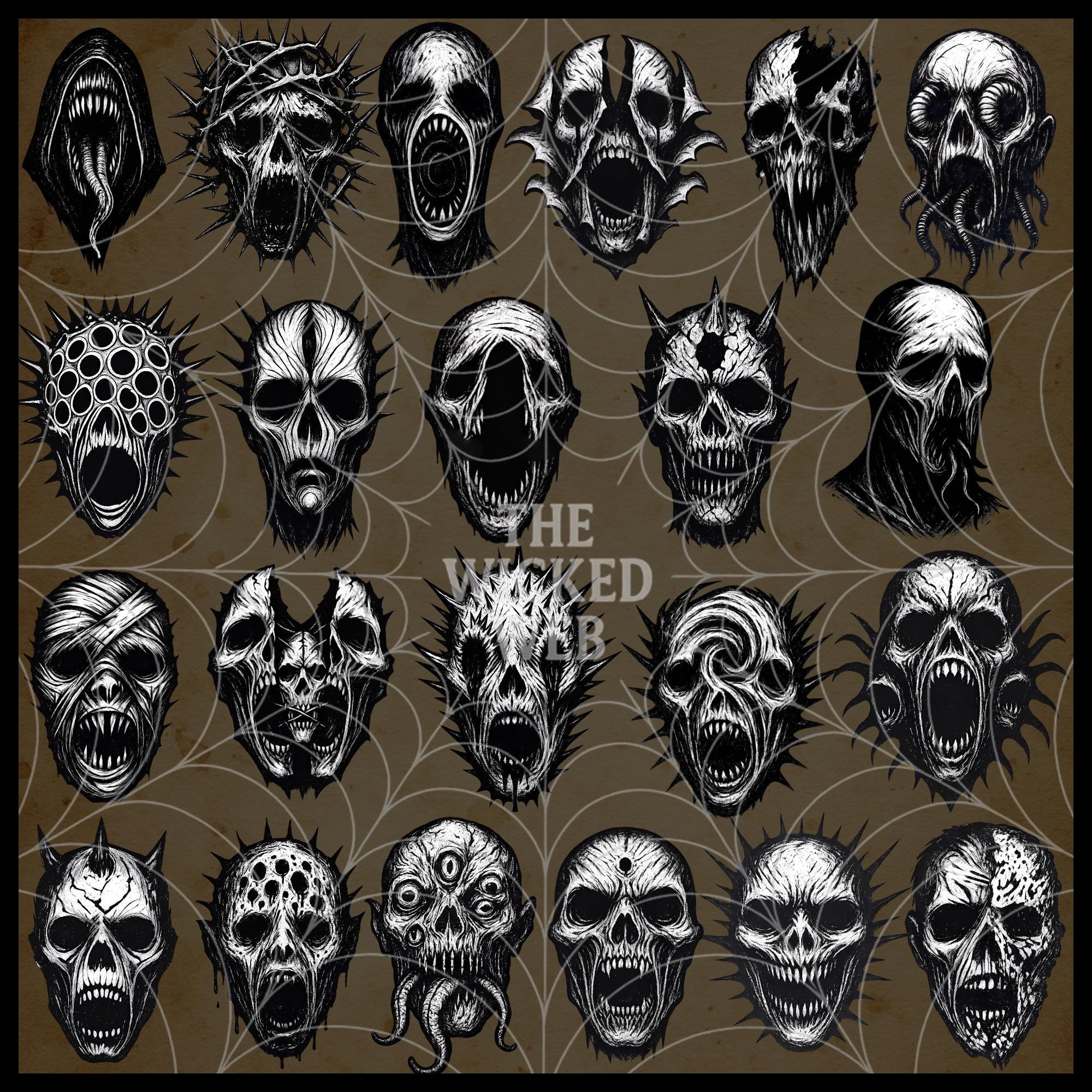 Faces of the Damned – 22 Demon Skull Clipart Pngs for Horror ...