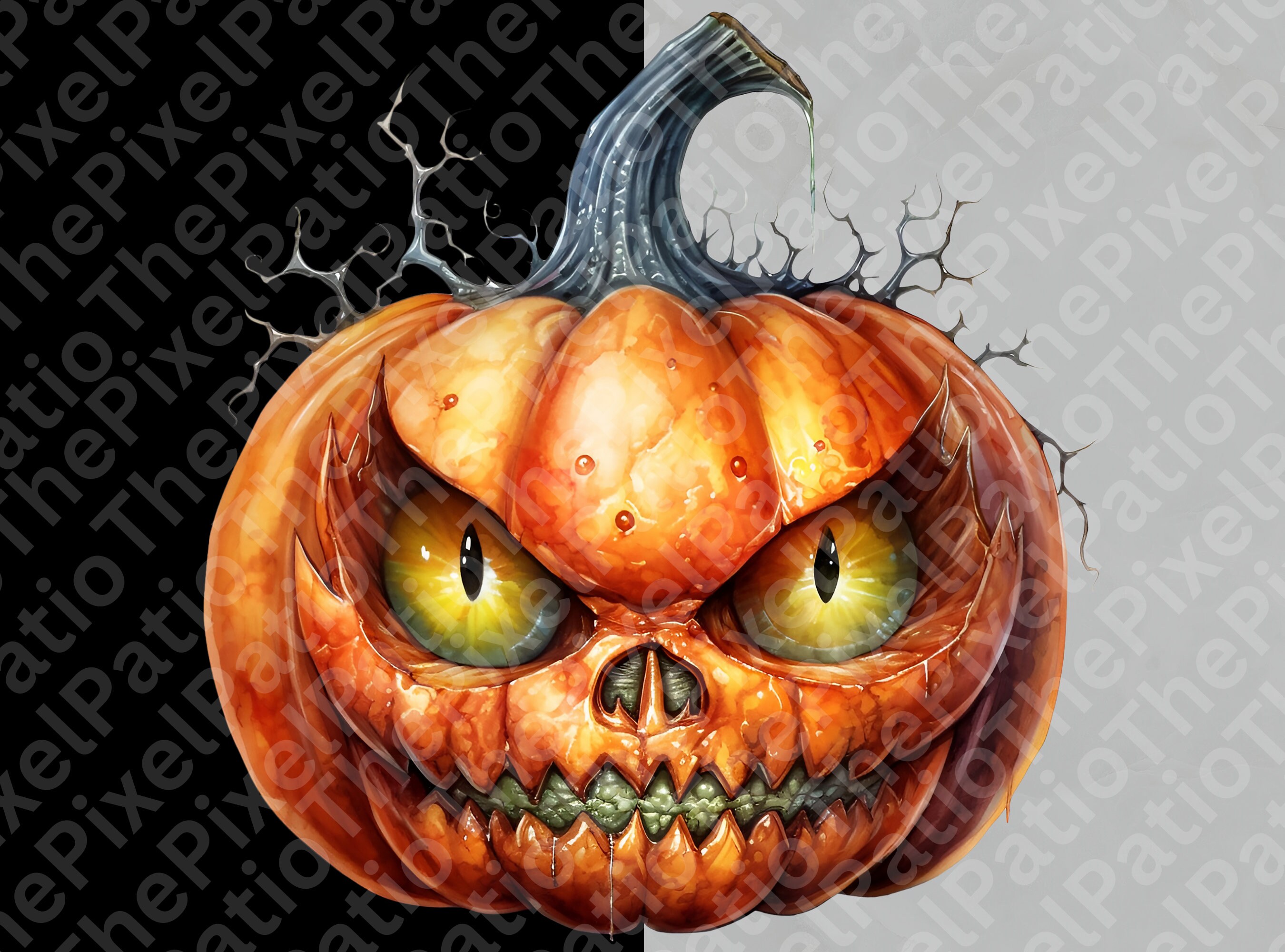 Scary Pumpkin Clipart Lovecraftian Gothic Illustrations of - Etsy
