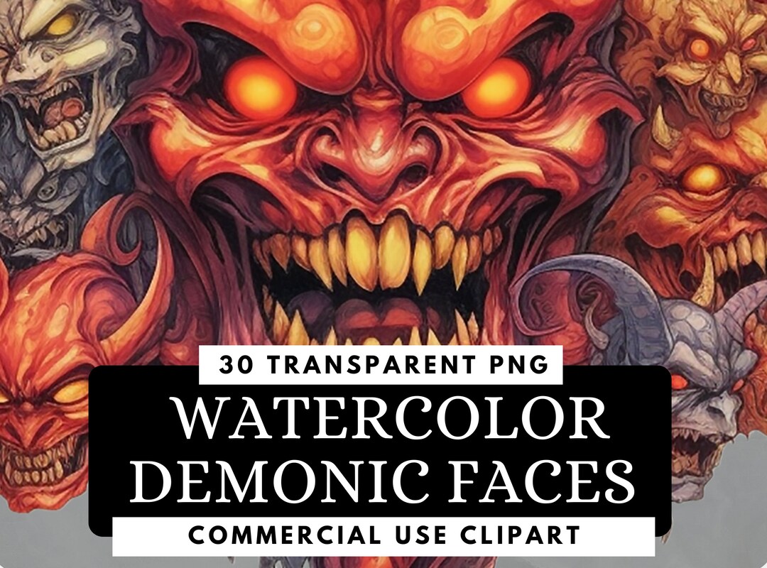 Spooky Faces Clipart Bundle - Digital Download - 30 Transparent ...