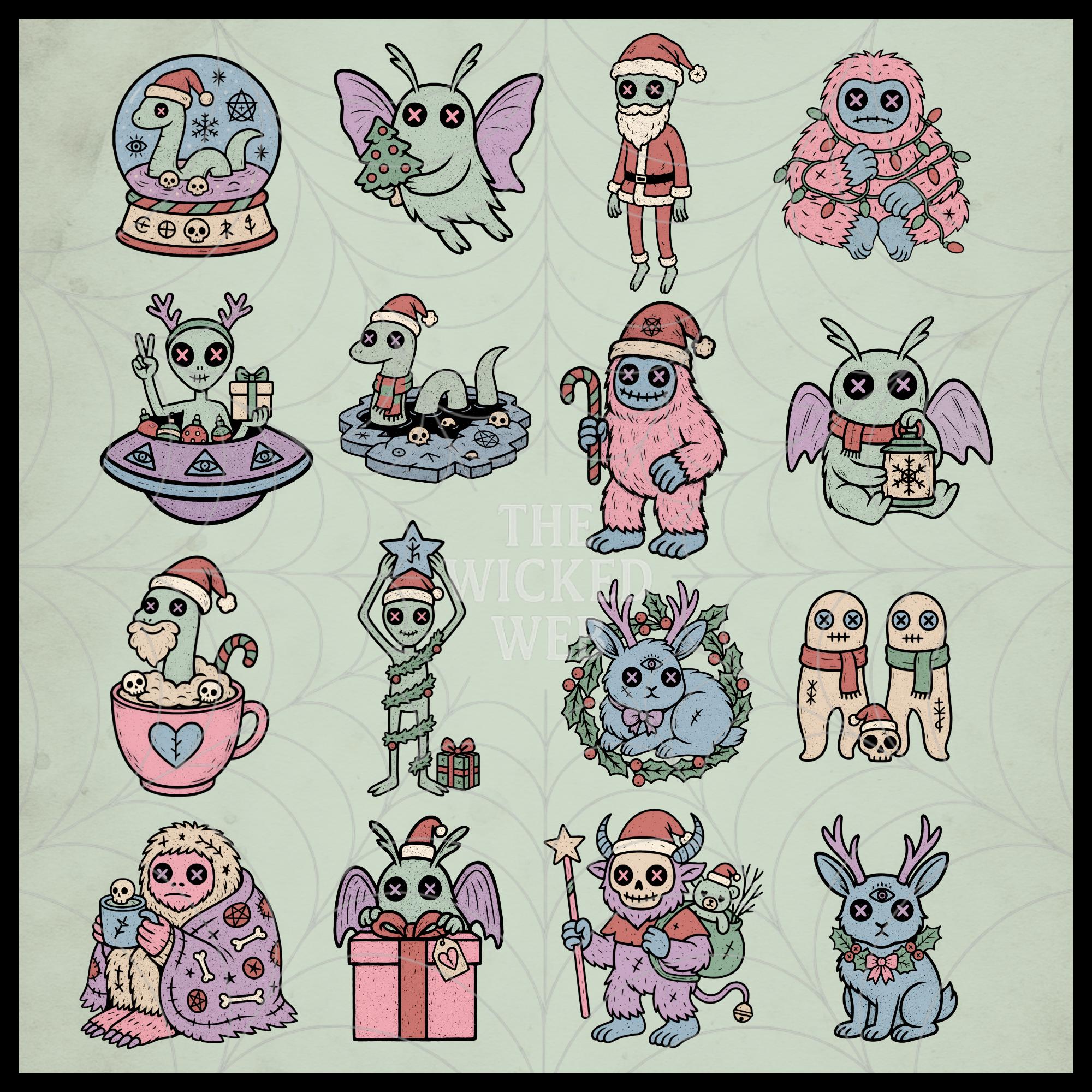 Pastel Goth Christmas Cryptids Clipart – Creepy Cute Krampus and ...