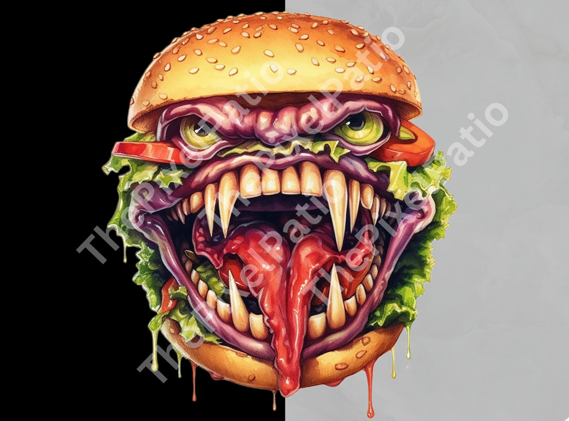 15 Food Monster Faces Clipart Bundle Digital Download Transparent Pngs ...