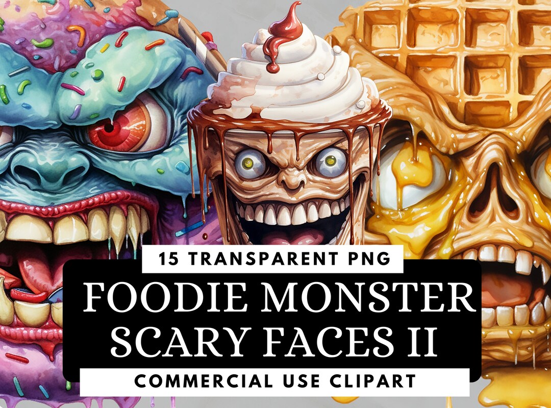 15 Food Monster Faces Clipart Bundle II - Digital Download ...