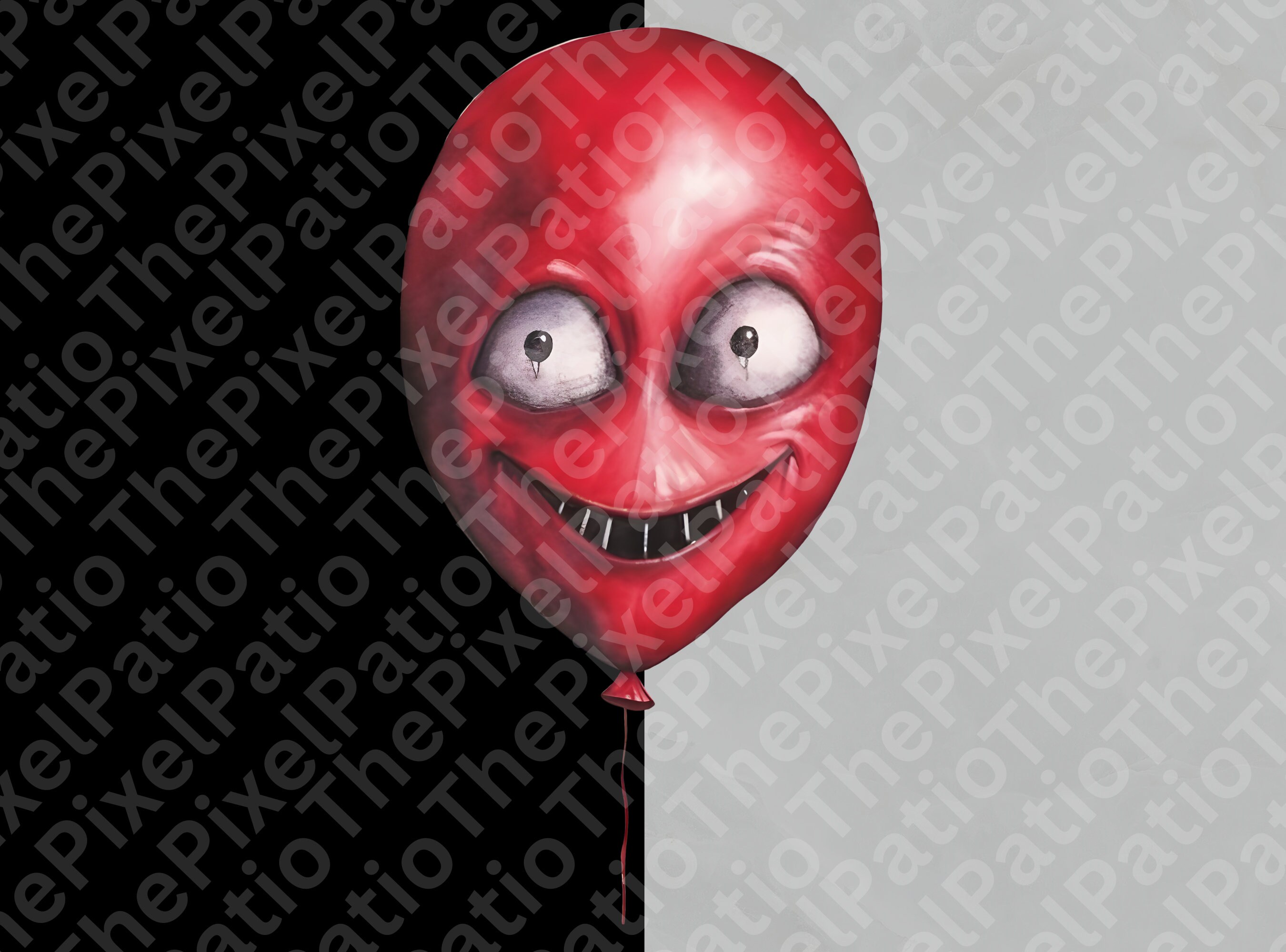 Scary Birthday Balloon Clipart Spooky Gothic Illustrations of Demonic ...
