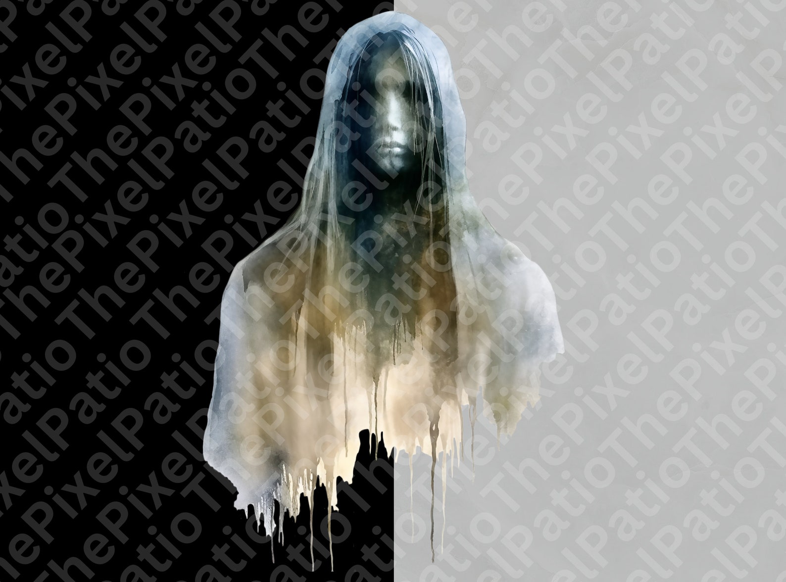 Scary Faceless Ghost Clipart, 20 Gothic Horror Halloween Watercolor ...