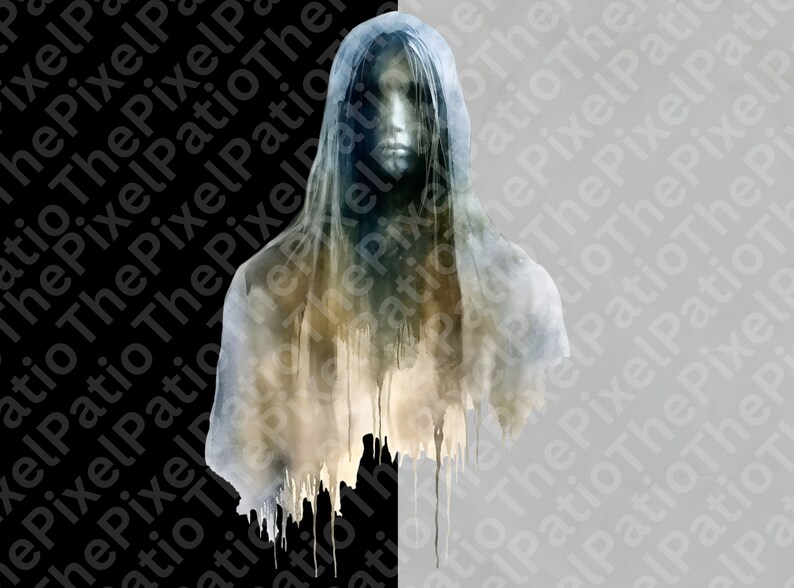 Scary Faceless Ghost Clipart, 20 Gothic Horror Halloween Watercolor ...