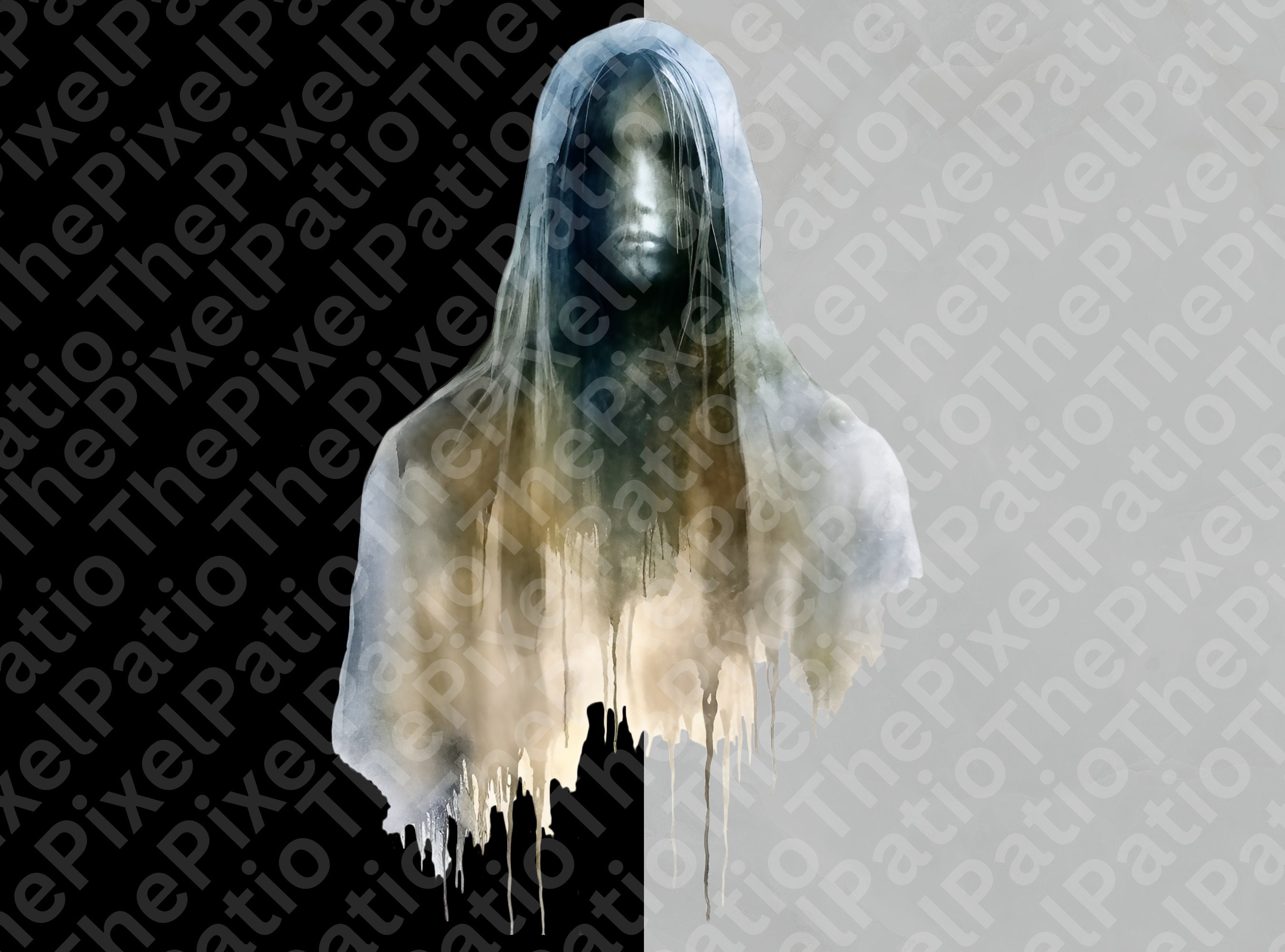 Scary Faceless Ghost Clipart, 20 Gothic Horror Halloween Watercolor ...