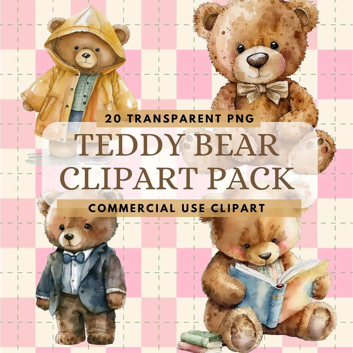 Teddy Bear Watercolor Clipart Bundle Digital Download 20 - Etsy